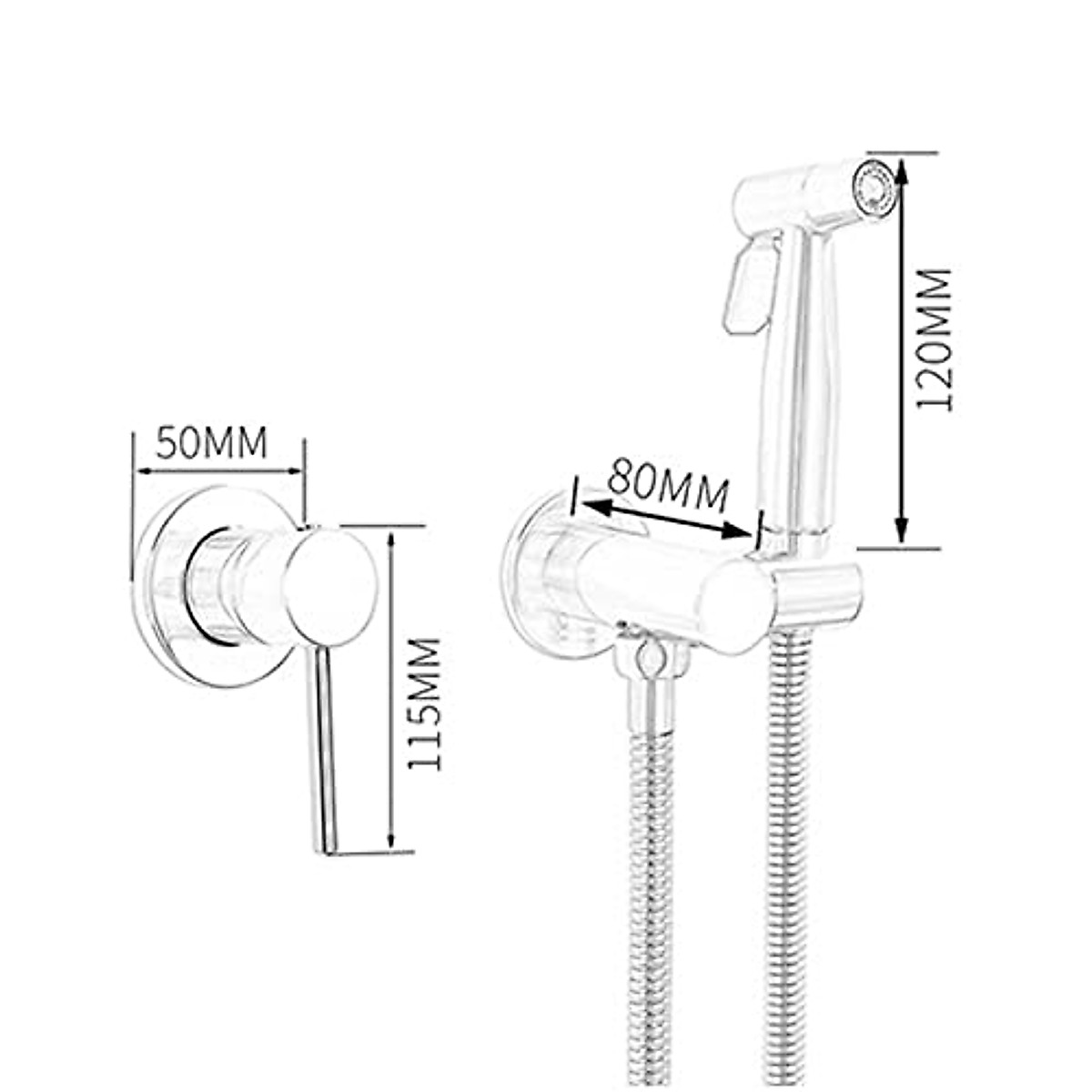MINJING Toilet Shower Spray Mixer Set Brushed Gold Hot and Cold Concealed Handheld Bidet Sprayer Kit Single Function Bathroom Toilet Bidet Mixer Spray Kit