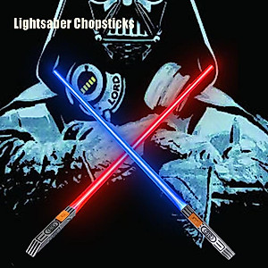 JAVOCO Chopsticks Chopsticks Light Up, LED Glowing Light Saber Chop Sticks, Mini Lightsaber, Cool Chopsticks, Light Saber Chopsticks, Led Chopsticks 2pairs(red&blue)