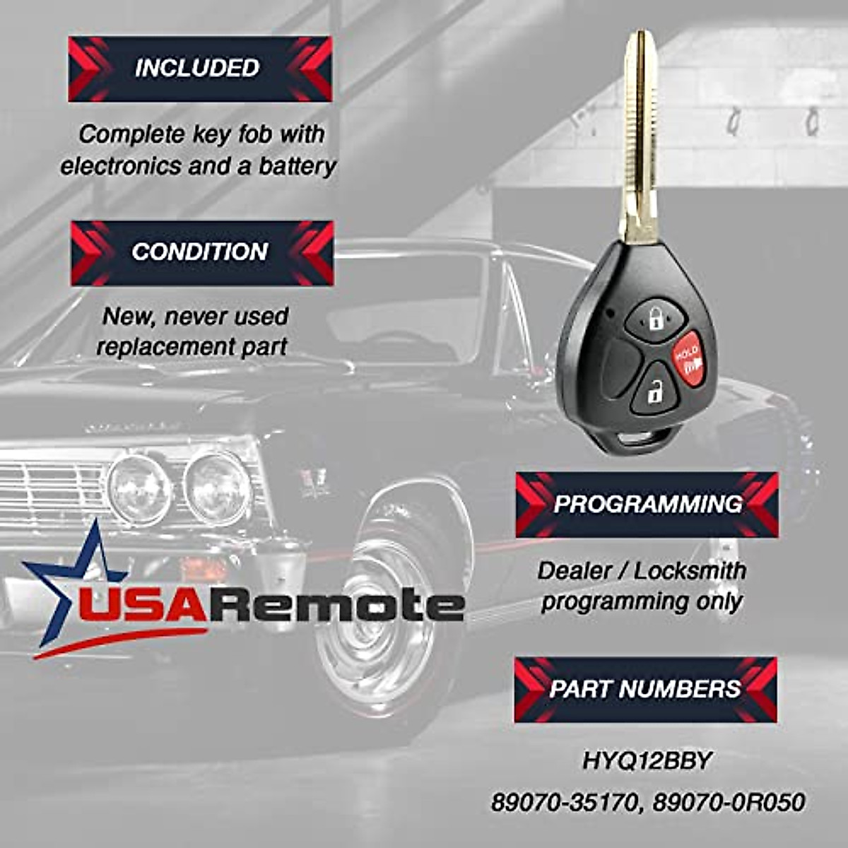 Key Fob Keyless Entry Remote fits Toyota 4Runner, Rav4, Yaris (HYQ12BBY G)