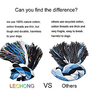 LECHONG Dog Toys for Aggressive Chewers Tough Rope Chew Toys for Large and Medium Dog 3 Feet 5 Knots Indestructible Cotton Rope for Large Breed Dog Tug of War Dog Toy Teeth Cleaning