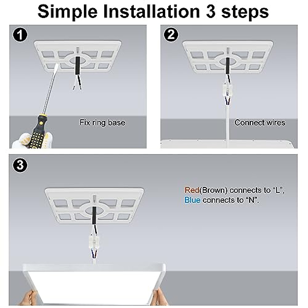 2Pack 9inch 18W LED Flush Mount Ceiling Light, 5000K Daylight White LED Ceiling Light, 1800LM Flat Square LED Ceiling Lamp for Bedroom, Kitchen, Living Room (White)