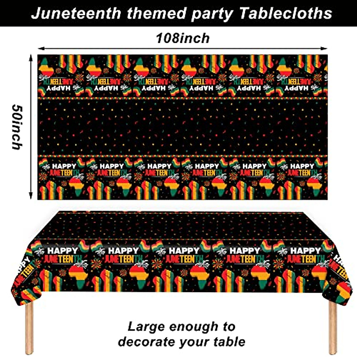 112 Pieces Juneteenth Decorations Kit-Juneteenth Balloon Garland Arch Kit with Happy Juneteenth Tablecloth Gold Chain Balloon for African-American June 19th 1865 Freedom Day Party Supplies