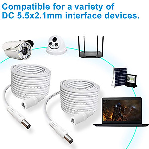 SIOCEN【2-Pack DC Power Extension Cable 13ft 5.5mm x 2.1mm 12V DC Security Camera Extension Cord Male to Female for CCTV Indoor,Standalone LED Strip,DC Power Supply Adapter Extender Cable