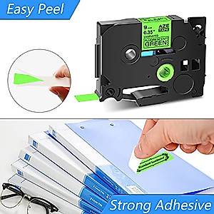 GREENCYCLE Compatible for Brother TZ TZE D31 TZe-D31 AZE D31 0.47 Inch 1/2" Black on Fluorescent Green Laminated Label Tape 12mm x 5m for PTD210 D400AD D600 PTH100 PTH110 PT1290 PT-1230PC, 2 Pack