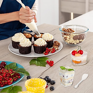 Zopeal 100 Pcs 5 oz Plastic Dessert Cups With Lids And Spoons,50 Square Parfait Cups 50 Heart Shaped Plastic Dessert Cups Appetizer Cups For Desserts, appetizers, ice Cream