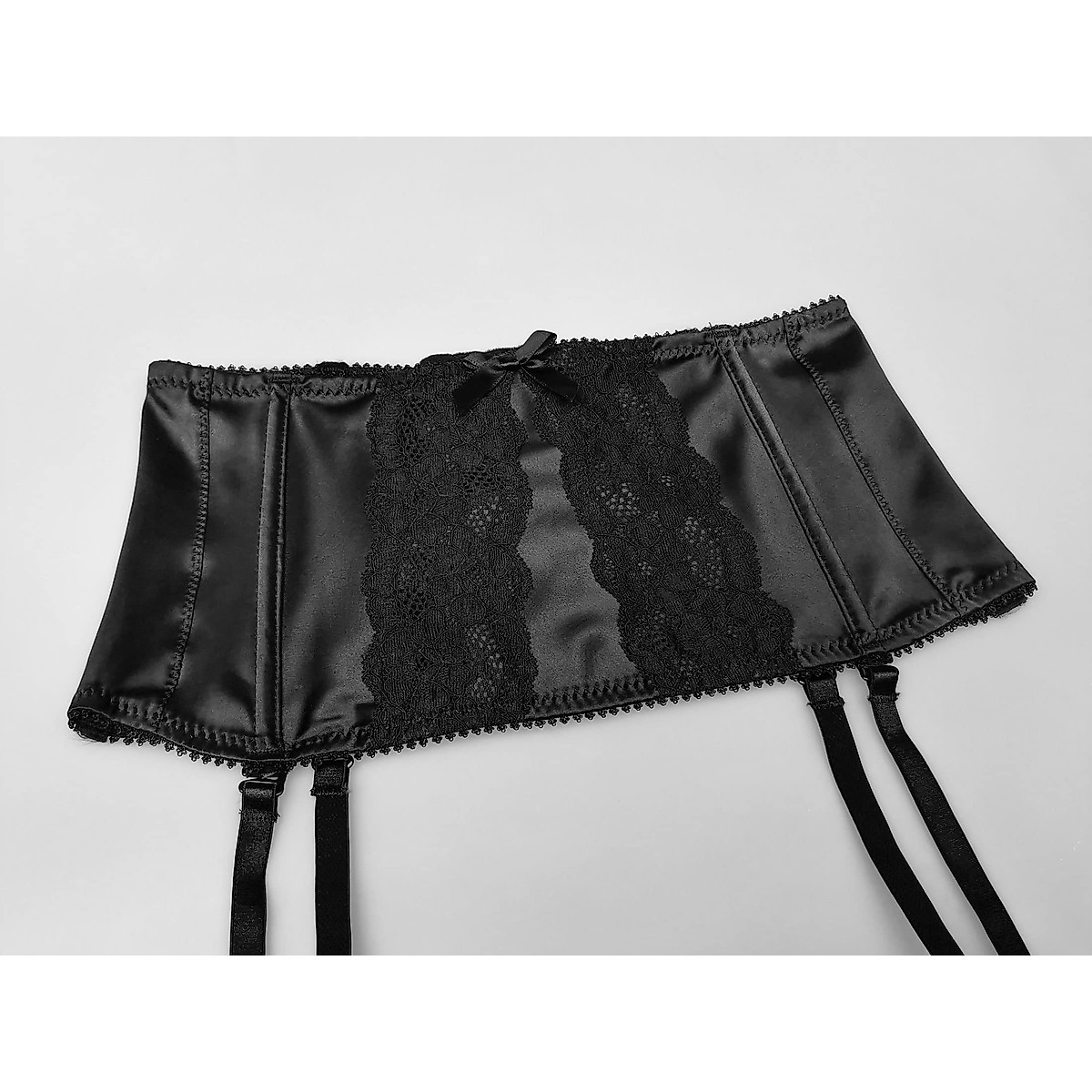 TVRtyle Black Women's Waist Training Fishbones Lace Metal Clips Sexy Garter Belts for Stockings S516B (Black, Medium)