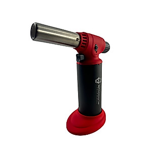 Space King Tall Wind-Proof Torch Lighter - Adjustable Flame - Child-Lock - Perfect for Camping, Kitchen, Backyard, Travel, Beach, BBQ, Mountain, Outdoors, Travel, Garage, and More. (Red)