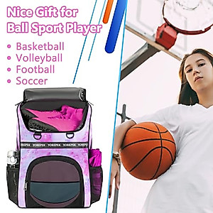 YOREPEK Soccer Bag, Soccer Backpack with Ball Compartment for Men and Women Fit Basketball Volleyball, Large Capacity Sports Equipment Bags Gift to Gym Outdoor Camping, Pink