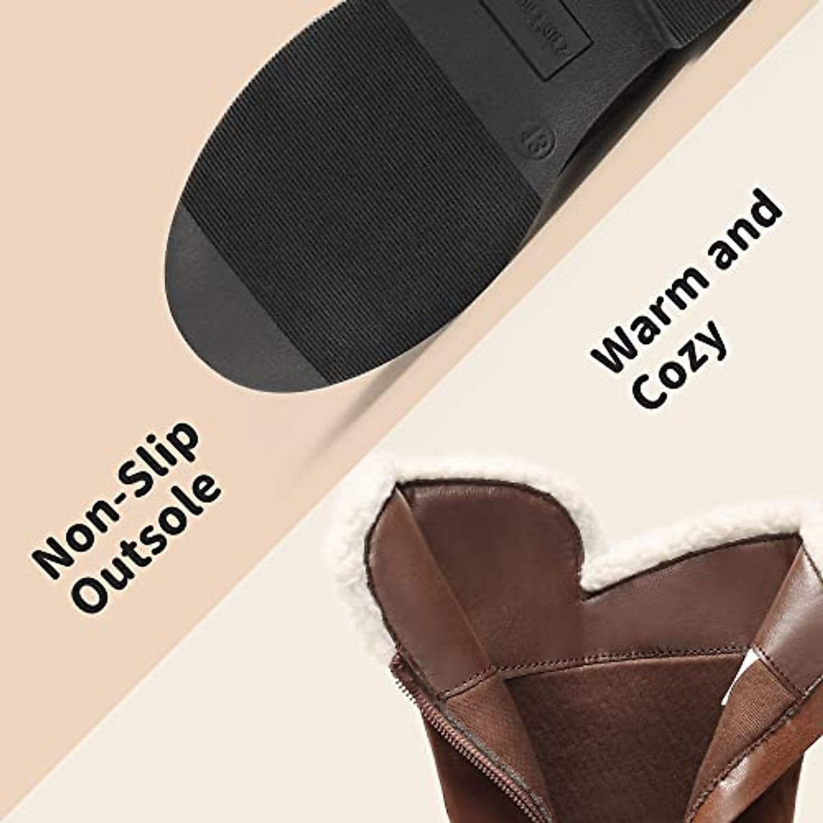 DREAM PAIRS SDBO2213K Girls Knee High Boots Side Zipper Mid Calf Boots Brown Size 3 Little Kid