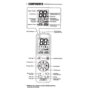 CHUNGHOP Universal Remote for Air Conditioner Control with Back Light Big Monitor Air Conditioning Controller K-1060e 5000Code in 1 for LG, Samsung, Fujitsu, Daewoo, Gree, Carrier, Panasonic AC etc.