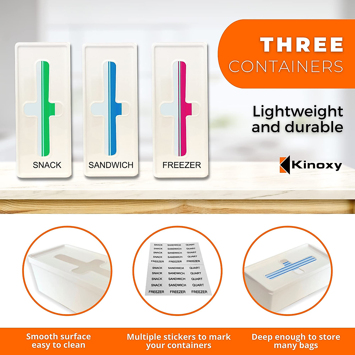 Baggy Rack Holder For Food Prep Bag, Freezer Hands Free Baggy Rack Holder, Snack Sandwich Quart Meal Prep Bag Holder, Bag Storage Box Organizer & Label Stickers Included