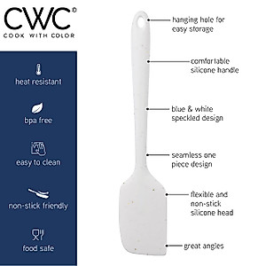 Cook With Color Set of Five MINI Kitchen Utensil Set - Silicone Kitchen Tools, Whisk, Tong, Spatula, Spoonula and Spoon (Blue and White Collection)