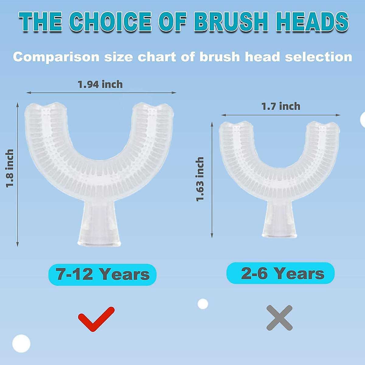 Caromolly Kids Electric Toothbrush, U-Shaped Automatic Toothbrush,360° Cleaning with Three Types of Brush Heads,Special Design for 7-12 Years, White