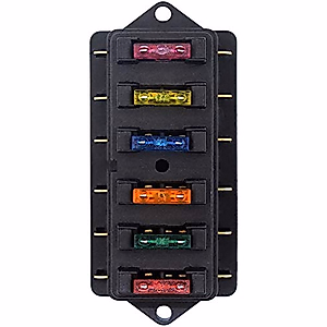 Ninth-City 6 Way Blade Fuse Block Waterproof Fuse Box Holder with Negative Bus ATC/ATO for 12V 24V Boat Marine Yacht Vehicle Auto RV Car Trailer Truck SUV Vehicle