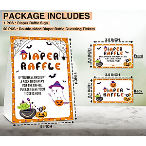 Halloween Diaper Raffle Game Sign and Card, Halloween Baby Shower Party Game Set, 1 Sign With 50 Raffle Tickets –LK-013