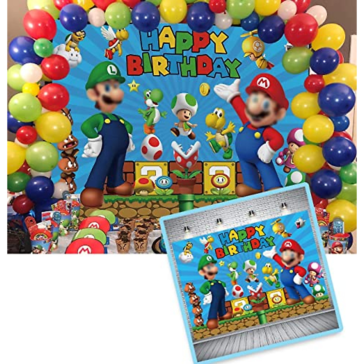 Super Brother Boy Backdrop Adventure Game Mushroom Gold Coins Photography Background Boy Children Birthday Party Baby Shower Supplies Photo Booth Studio Props 7x5FT