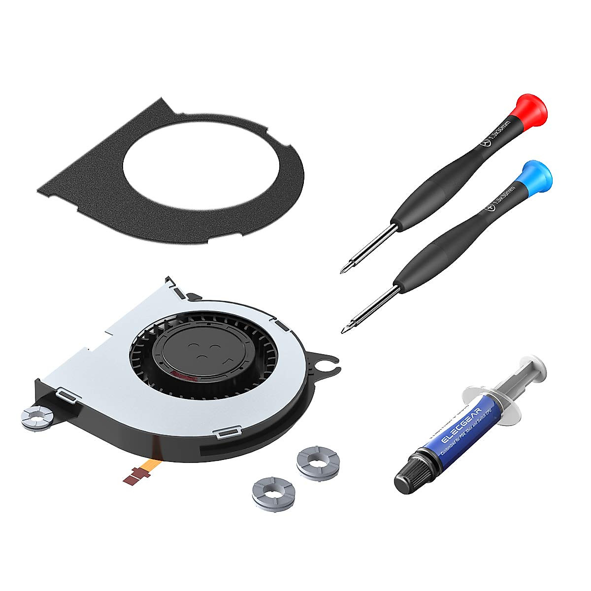 ElecGear Replacement Internal Cooling Fan compatible with Nintendo Switch - CPU Heatsink Cooler, Thermal Compound Paste, Y00 Triwing and PH00 Phillips Screwdriver, Spudger, Wipes Repair Tool Kit