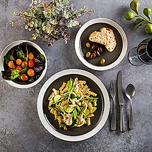 Gibson Elite Clementine 12 Piece Dinnerware Set, Grey