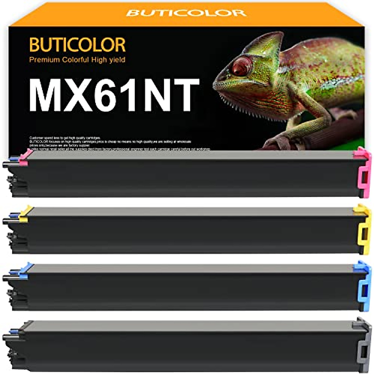 buticolor MX-61NT MX61NT MX61 Remanufactured Toner Cartridge Replacement for Sharp MX-2630N MX-2651 MX-3050N MX-3070N MX-3071 MX-3550N MX-3551 MX3561 MX3571 MX4051 MX4061 Printers(4-Pack)