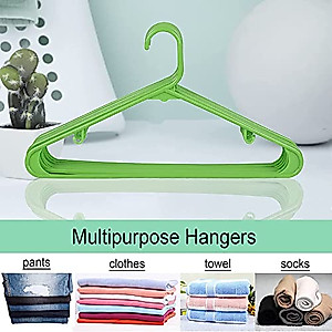 Plastic Hangers 20 Pack, Durable Tubular Hanger and Clothes Hangers, Non-Slip Slim Space Saving, Adult Standard Hangers Ideal for Jackets, Suits, Dress, Trousers, Coats（Green）