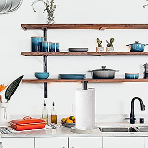 Paper Towel Holder Countertop, Standing Paper Towel Roll Holder for Kitchen Bathroom, with Weighted Marble Base for One-Handed Operation (Black), Black Paper Towel Holder, Marble Paper Towel Holder.…