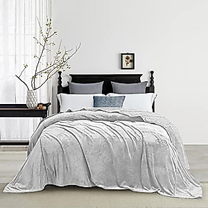 Peypike 120 x 120 Inch(10 feet x 10 feet) Super Large Flannel Throw Big Blanket for Family King Size Bed - Lightweight Cozy & Soft Light Grey