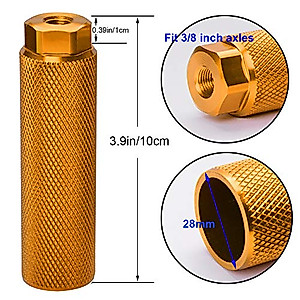 Vuwuma Amotor Bike Pegs Aluminum Alloy Anti-Skid Lead Foot Bicycle Pegs BMX Pegs for Mountain Bike Cycling Rear Stunt Pegs Fit 3/8 inch Axles (Yellow) 11