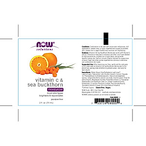NOW Solutions, Vitamin C and Sea Buckthorn Moisturizer, Brightening and Rejuvenating, 2-Ounce