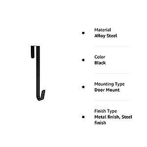 Sattiyrch 12" Wreath Hanger for Front Door,Metal Over The Door Single Hook,Black (1)