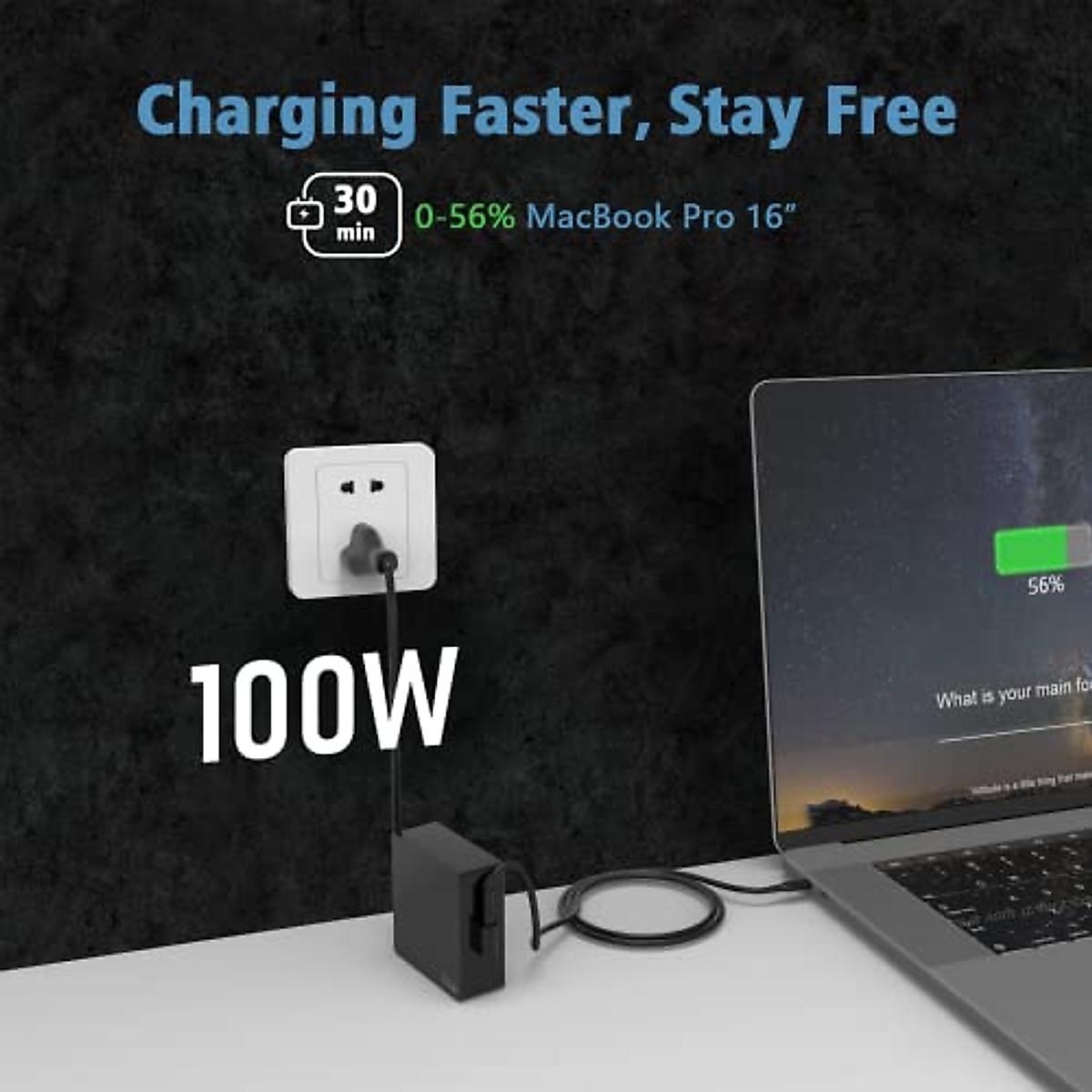 USB C Laptop Charger 100W Fast PD Type C AC Power Adapter for ASUS ROG Flow Z13 X13 Lenovo ACER HP MacBook Pro/Air and More, USB-C DC 5V-20V 3.0A-5.0A,Universal Chromebook/Gaming Laptop Power Supply