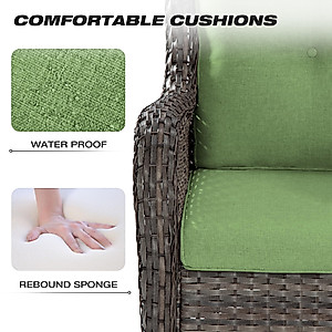 Joyside Outdoor Wicker Chair Rattan Patio Dining Chairs Set of 2 PE Wicker Patio Chairs with 4inch Seat Cushions Outdoor Patio Seating Chair for Garden, Backyard Deck(Mixed Grey/Green)