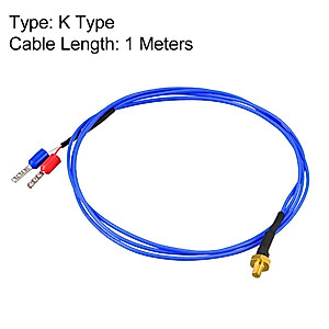 uxcell K Type Thermocouple 32-1112F/0-600C Temperature Sensor Probe with 1M Cable M3 Thread for 3D Printer