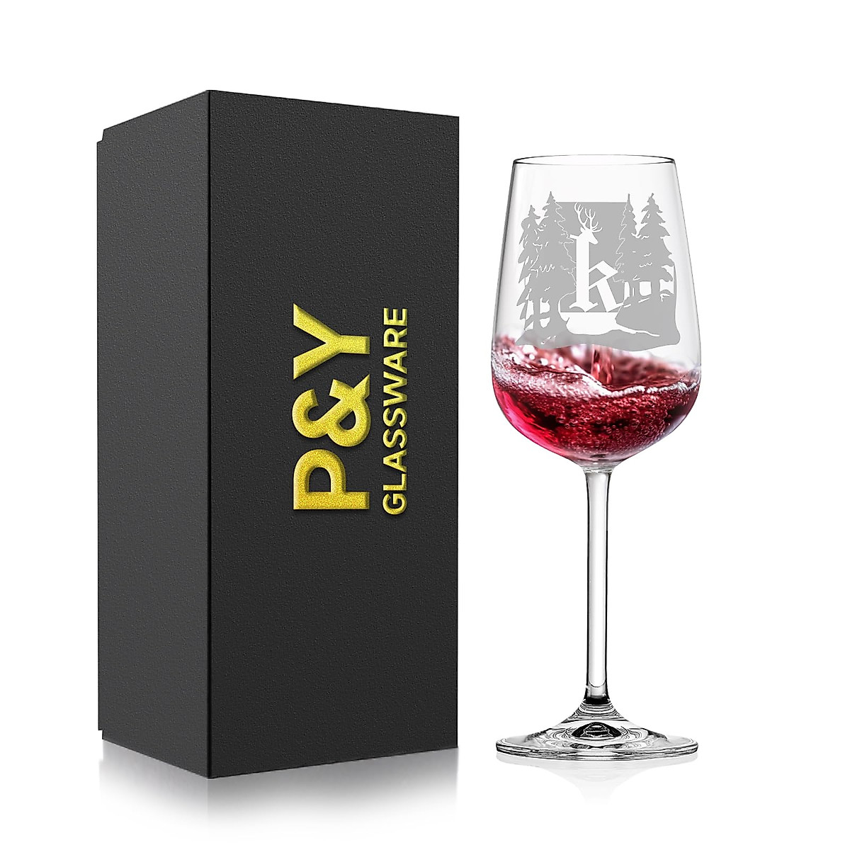 P&Y Wine Glasses, christmas gift, Crystal Clear Glass in Gift Packaging, Long Stem-Unique Modern Shape Wine Glass for Red and White Wine -15 OZ (1pack), Mother's Day Gift（wine glass K）