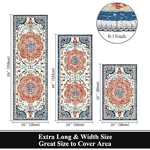 Ileading Boho Kitchen Rugs Sets 3 Piece with Runner Non Slip Kitchen Mats for Floor Washable Bohemian Runner Rug Kitchen Floor Mat Carpet for Hallway Laundry Room Door Office Sink