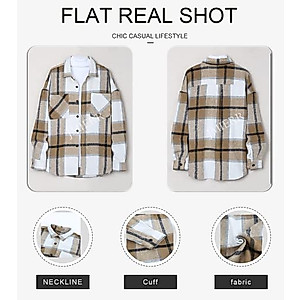 JMIERR Plaid Shacket Men Casual Button Down Shirts Long Sleeve Lightweight Classic Jackets Tops with Pockets,US 43(L),Brown