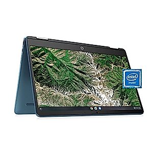HP 14 Laptop, 14-inch X360 Chromebook Convertible 2-in-1 Touch Screen HD Laptop, Intel Celeron N4020 Processor, 4GB RAM, 64GB eMMC, 802.11ac, Bluetooth, Chrome OS, W/Silmarils Travel Accessories