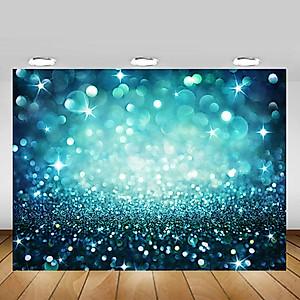 Prom Dance Decoration Photography Backdrop Shining Spot Bokeh Glitter Sparkle Blue Photo Background for Portrait Wallpaper Vinyl 7x5ft Birthday Party Supplies Photo Booth Studio Props Pictures