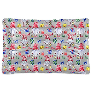 Coikll Scandinavian Christmas Gnomes Pet Bed Pad Soft Dog Bed Mat with Anti-Slip Bottom, Machine Washable Crate Pad Mattress for Dog Sleeping- 24 * 18inches