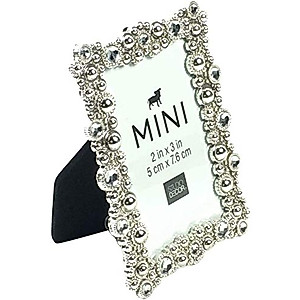 Studio Decor Bejeweled Silver Tone Metal Mini Picture Frame 2 X 3