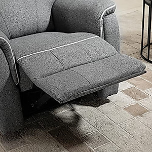 HOMCOM Manual Recliner Armchair with Thick Padded Headrest, Back and Footrest and Adjustable 150 Degree Angle, Grey