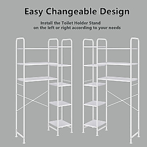 Dazioter Over The Toilet Storage Bathroom Organizer Shelf Freestanding Space Saver with Toilet Multifunctional Rack (White)