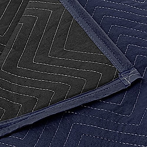 Sure-Max 12 Moving & Packing Blankets - Pro Economy - 80" x 72" (35 lb/dz weight) - Quilted Shipping Furniture Pads Navy Blue and Black