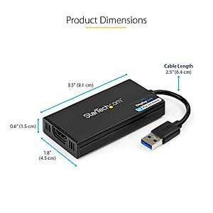 StarTech.com USB 3.0 to HDMI Adapter, 4K 30Hz UHD, USB to HDMI Display Adapter, External Adapter for Mac & Windows, TAA