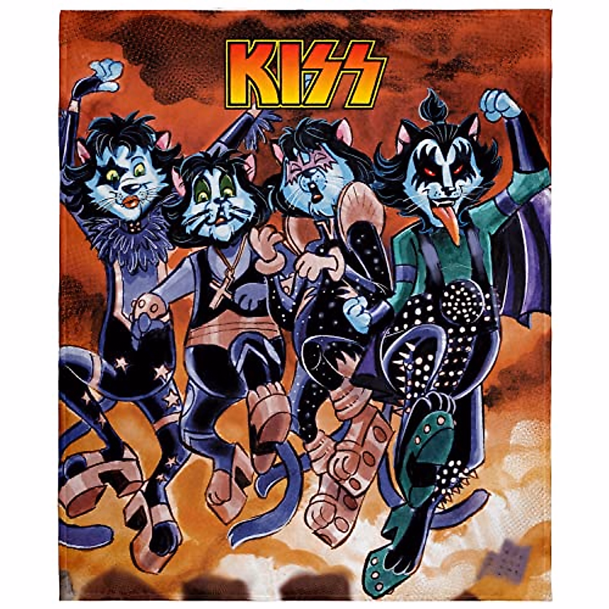 KISS Blanket KISS Destroyer Kitty Cats Music Band Super Soft Fleece Throw Blanket 48" x 60" (122cm x152cm)