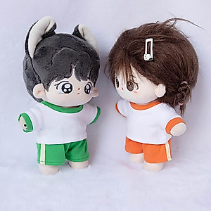 niannyyhouse 10cm 15cm 20cm Plush Doll Clothes Contrast T-Shirt Pants Sportswear Set Soft Stuffed Plush Toy Dress Up Accessories (a2, 20cm)