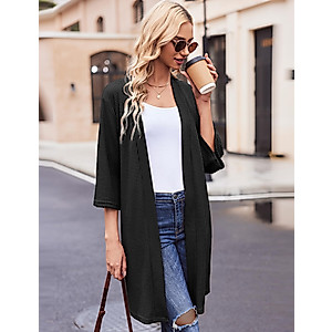 Ekouaer Robes for Women Waffle Knit Bathrobe Soft Lightweight Knee Length Loungewear