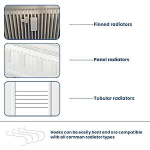 4 Pieces White Ceramic Radiator Hanging Humidifier Set，Controls Dry Air Moisture Humidity with Free Hanging S Hooks，Eco Friendly No Electricity Required, Easy to Clean (Ceramic White)