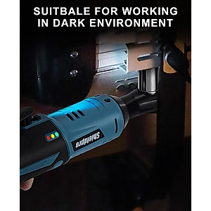 SHIELDPRO Cordless Electric Ratchet Wrench Kit,40Ft-lb 3/8" Power Ratchet Wrench 1-Hour Fast Charge,2 Packs 2000MA Lithium-Lon Battery,1/4 Adaptor,Extension Bar