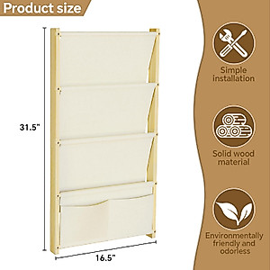 Wood 4-Tier Wall Mounted Kids Bookshelf – Floating Book Shelf For Kids Rooms,Nursery & Classroom, Hanging Bookcase Organizer For Books, Nursery Shelves, Toddler Book Shelf, Montessori Bookshelf