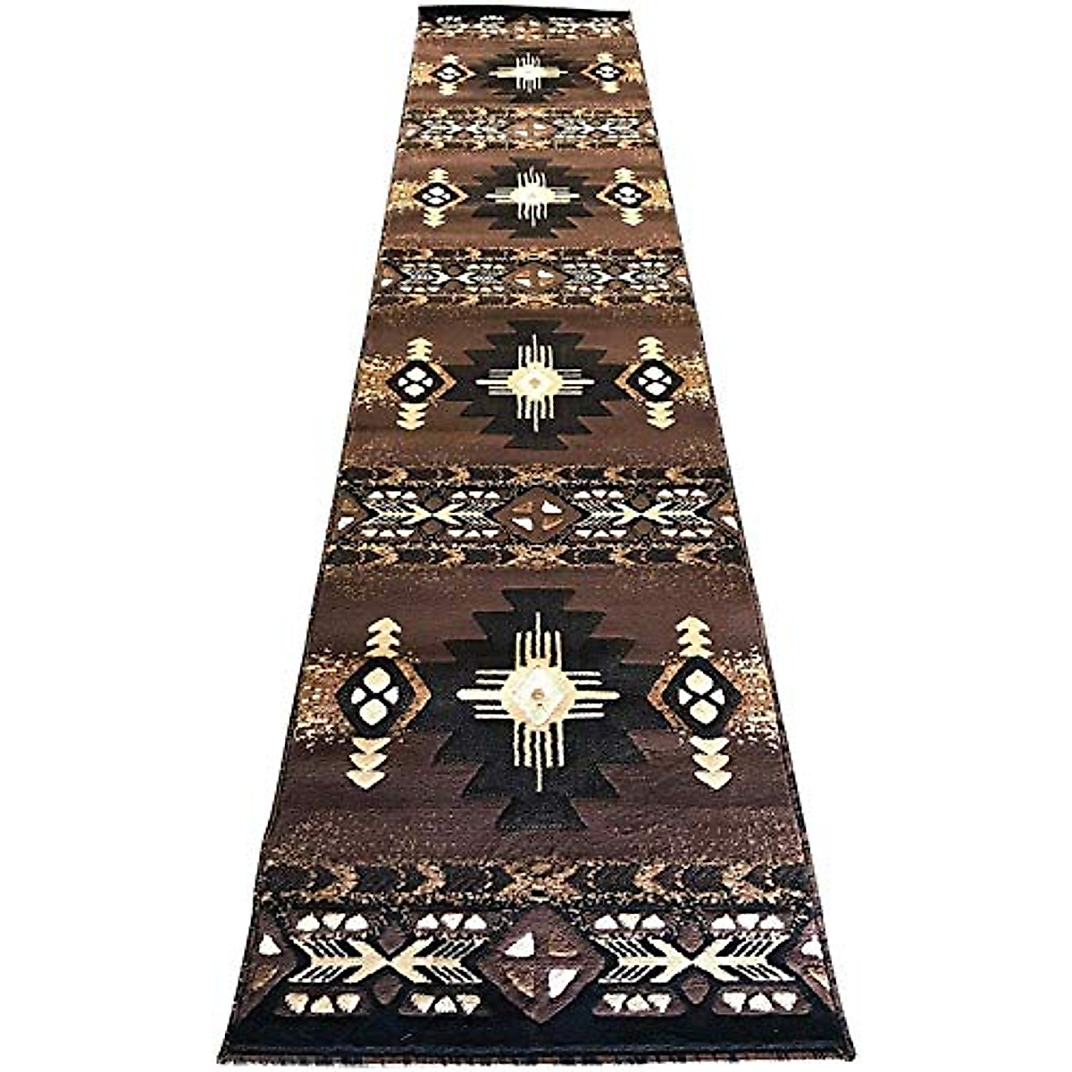 Southwest Native American Indian Chocolate Carpet Area Rug (2 Feet X 7 Feet Runner)
